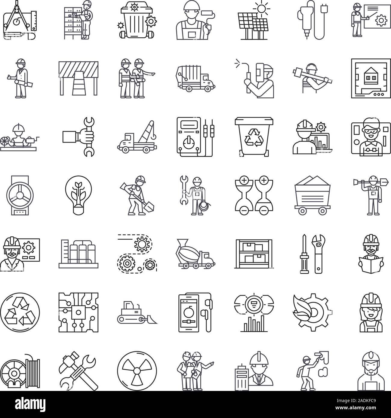 Industrial plant line icons, signs, symbols vector, linear illustration ...