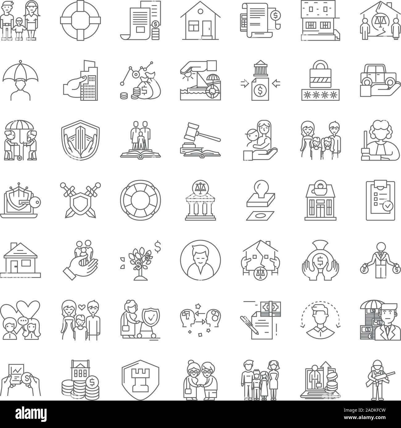 Insuarance line icons, signs, symbols vector, linear illustration set ...