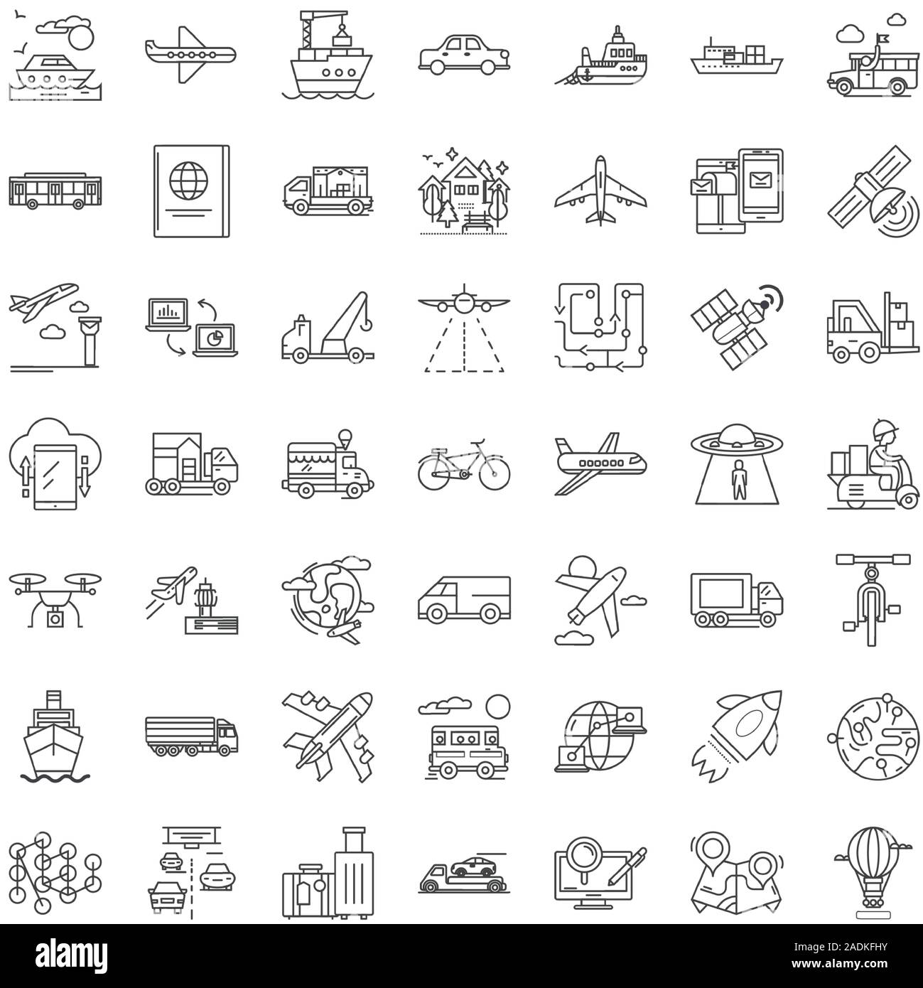 Import and exports business line icons, signs, symbols vector, linear ...