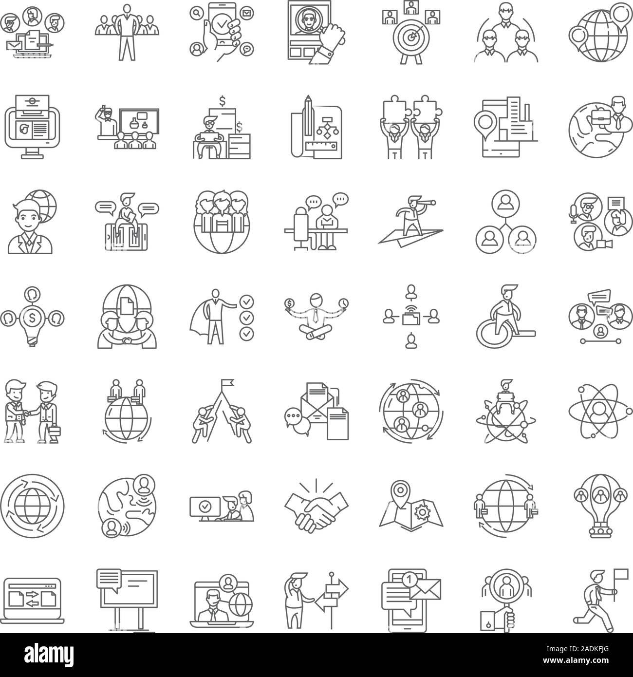 International business line icons, signs, symbols vector, linear ...