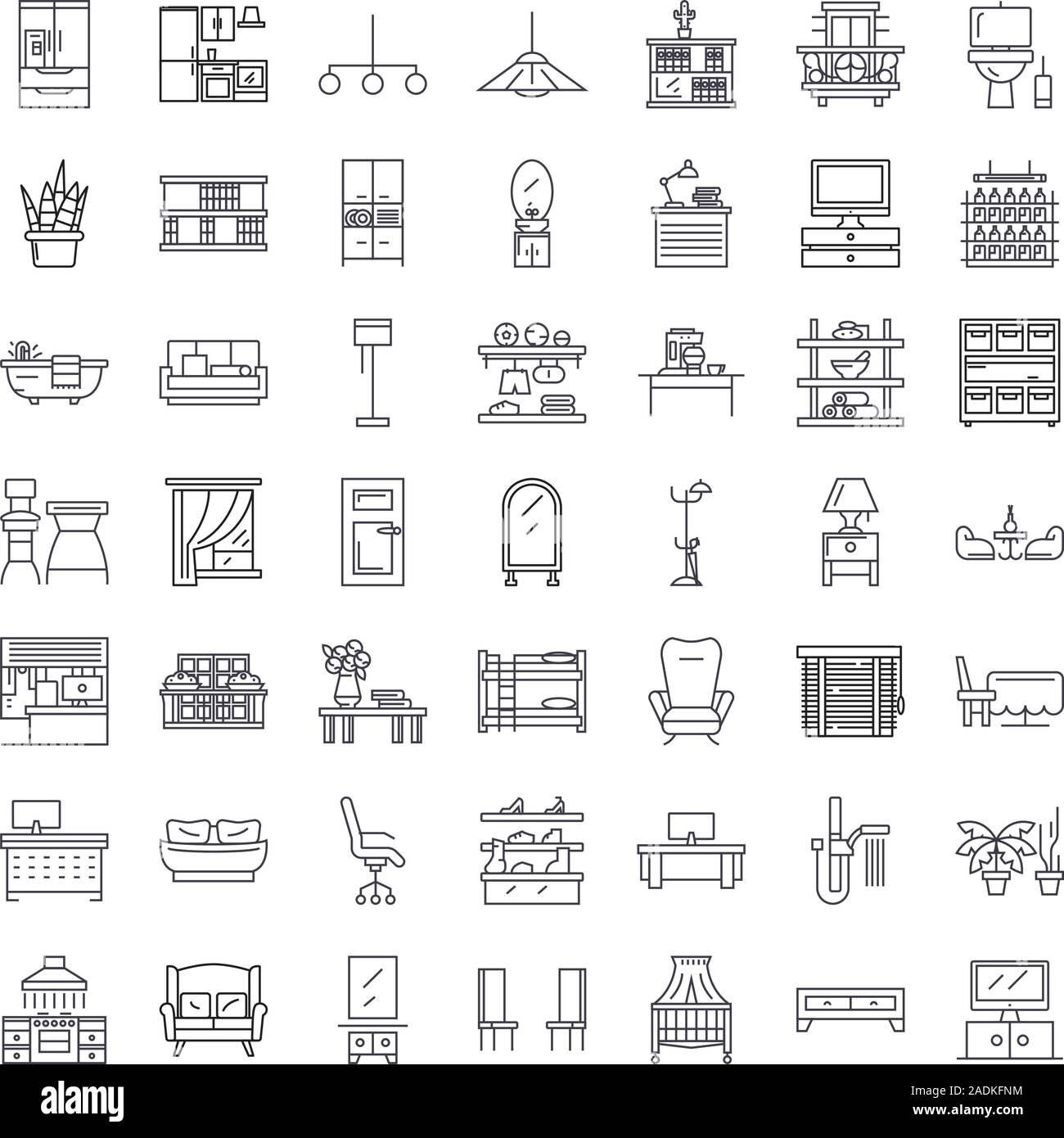Interior decoration line icons, signs, symbols vector, linear ...