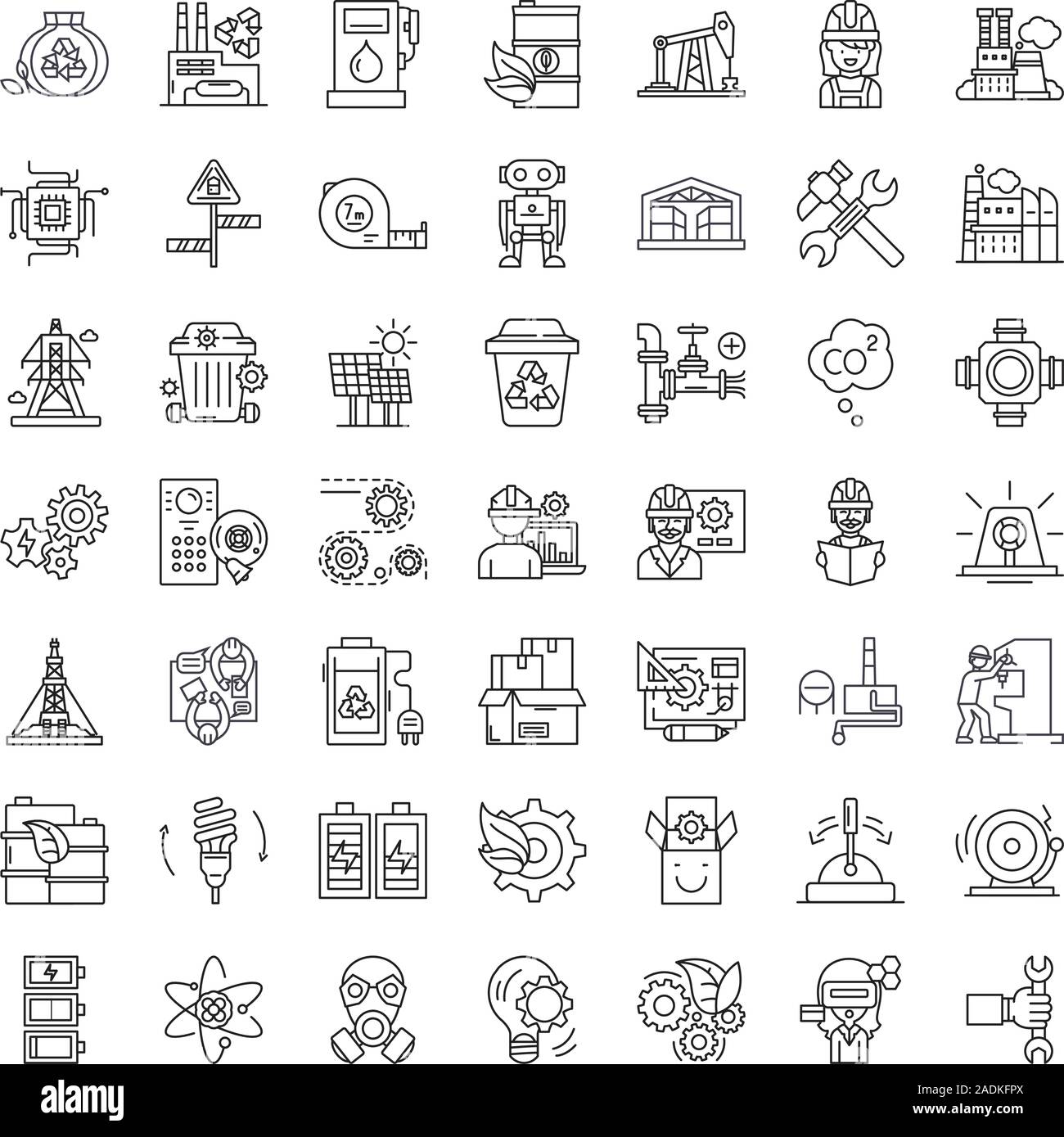 Industrial line line icons, signs, symbols vector, linear illustration ...
