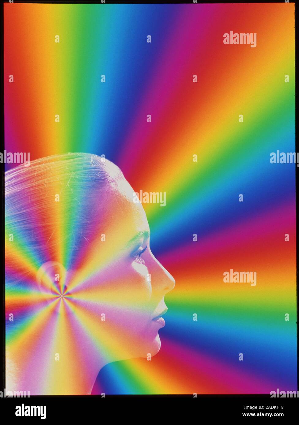 Hearing. Abstract depiction of human hearing, in which spectra of light ...