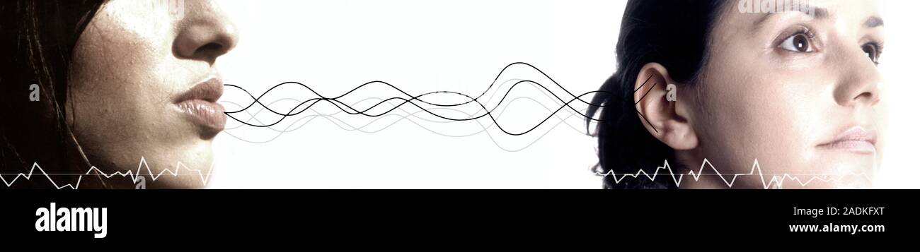 Communication. Conceptual image showing sound waves moving from one ...