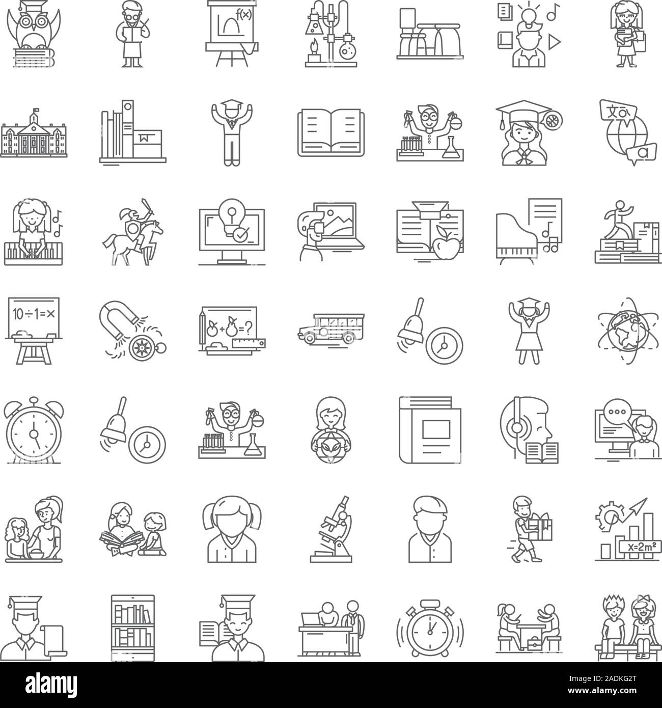 Kids education line icons, signs, symbols vector, linear illustration ...