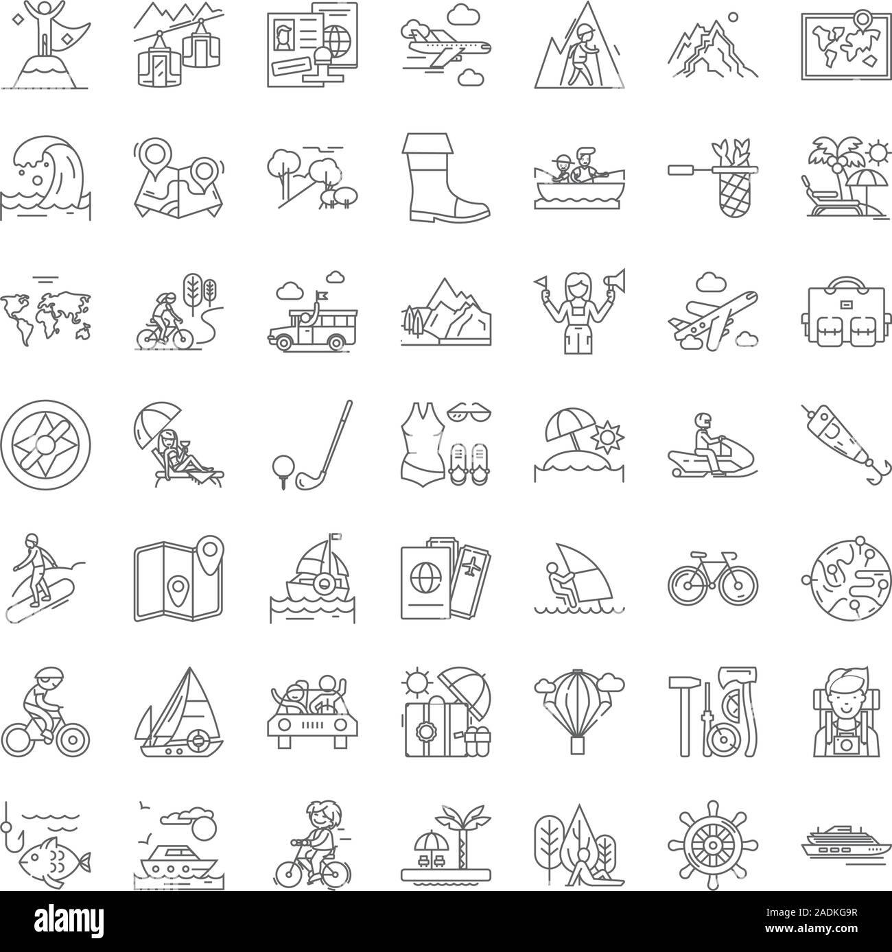 Journey line icons, signs, symbols vector, linear illustration set ...