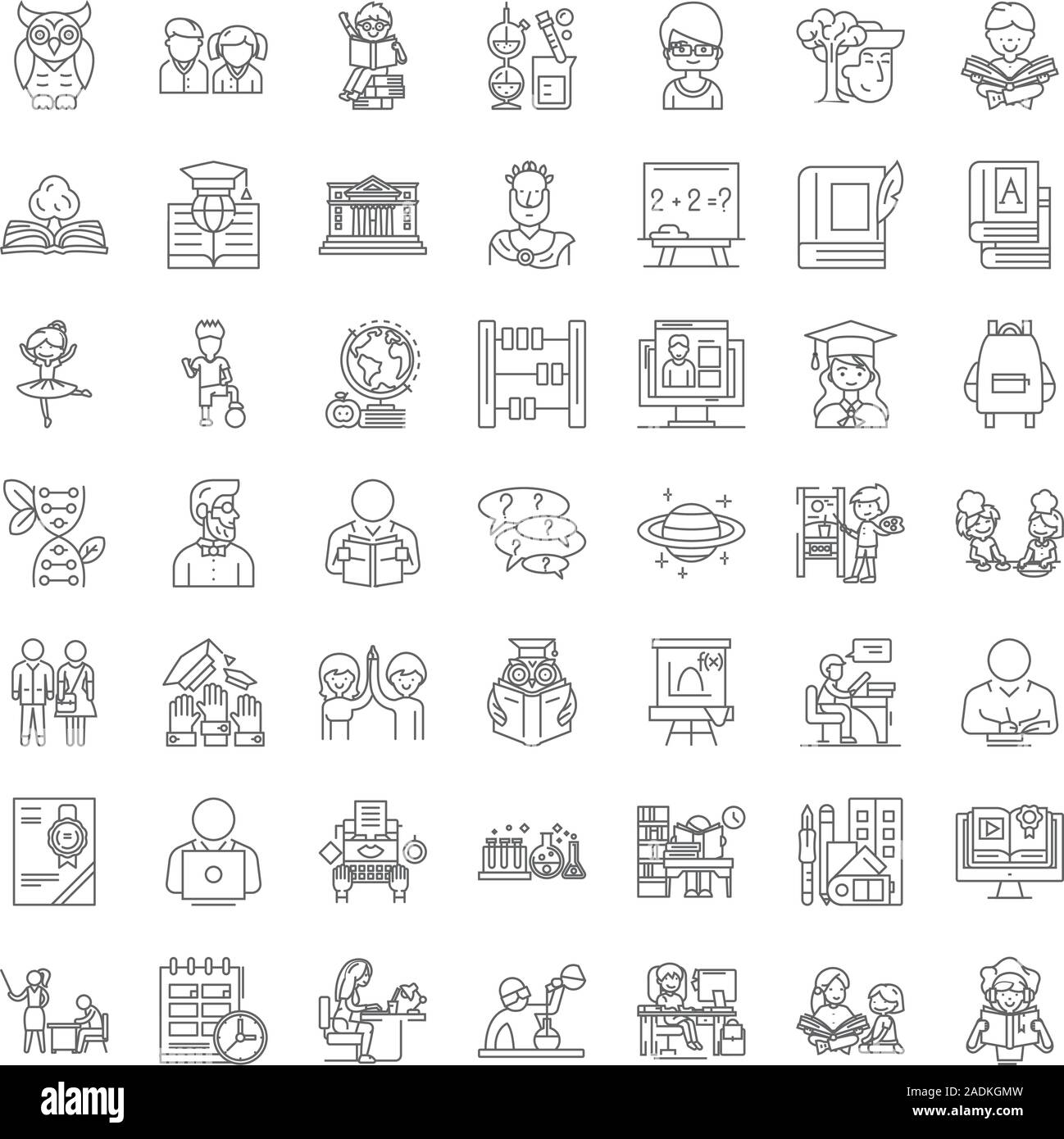 Kids school line icons, signs, symbols vector, linear illustration set ...