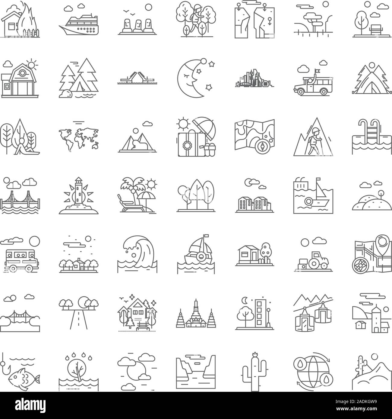 Landscapes design line icons, signs, symbols vector, linear ...