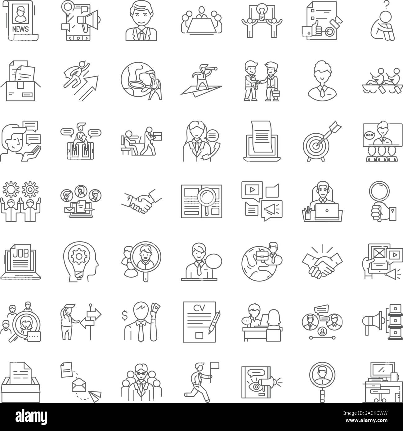 Job interview line icons, signs, symbols vector, linear illustration ...