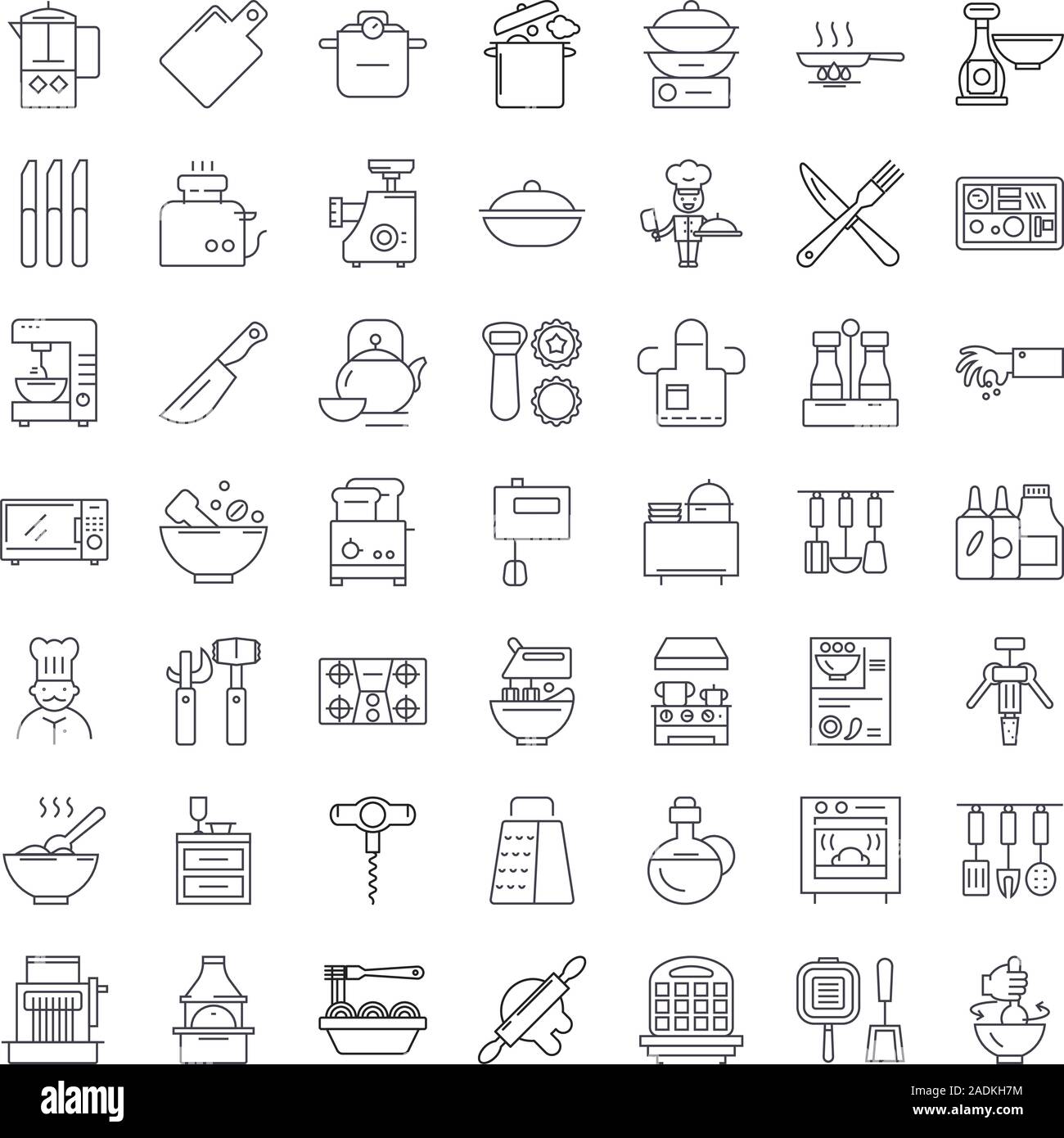 Kitchen line icons, signs, symbols vector, linear illustration set ...