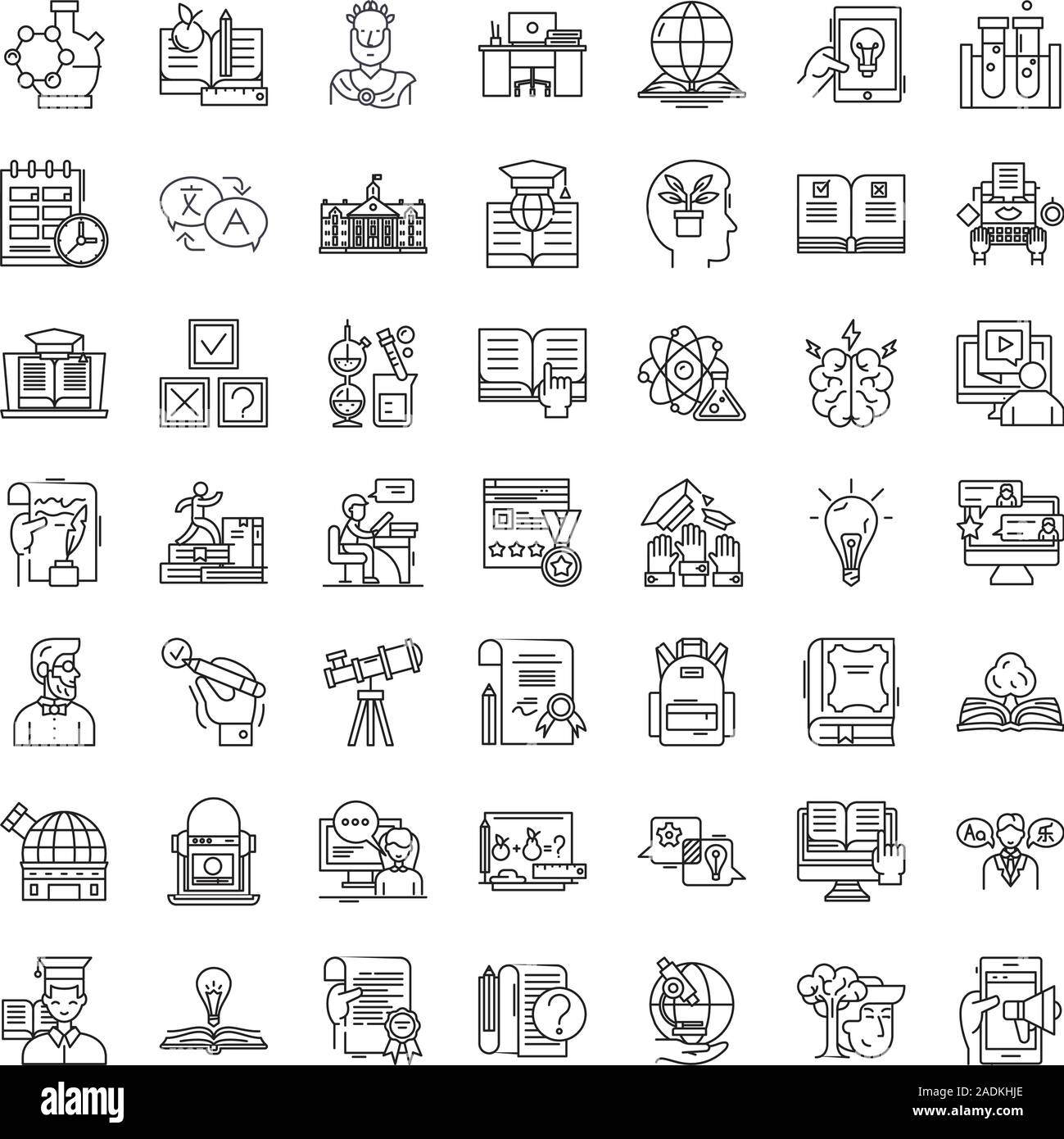 Studying line icons, signs, symbols vector, linear illustration set ...