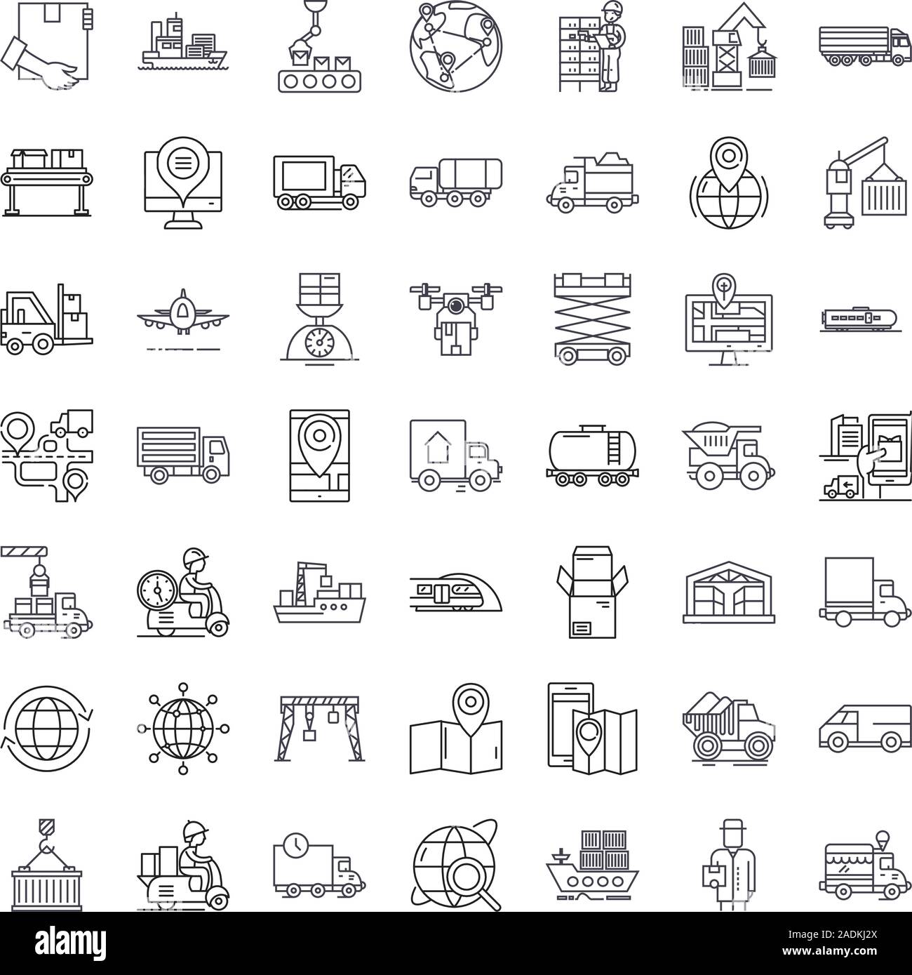 Logistics technology line icons, signs, symbols vector, linear ...