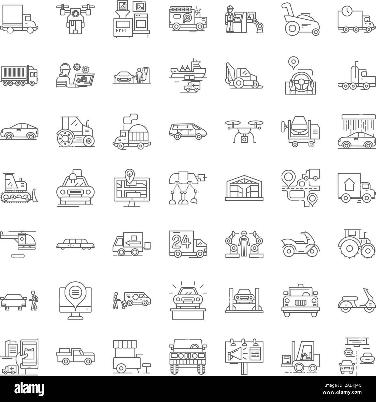 Machines line icons, signs, symbols vector, linear illustration set ...