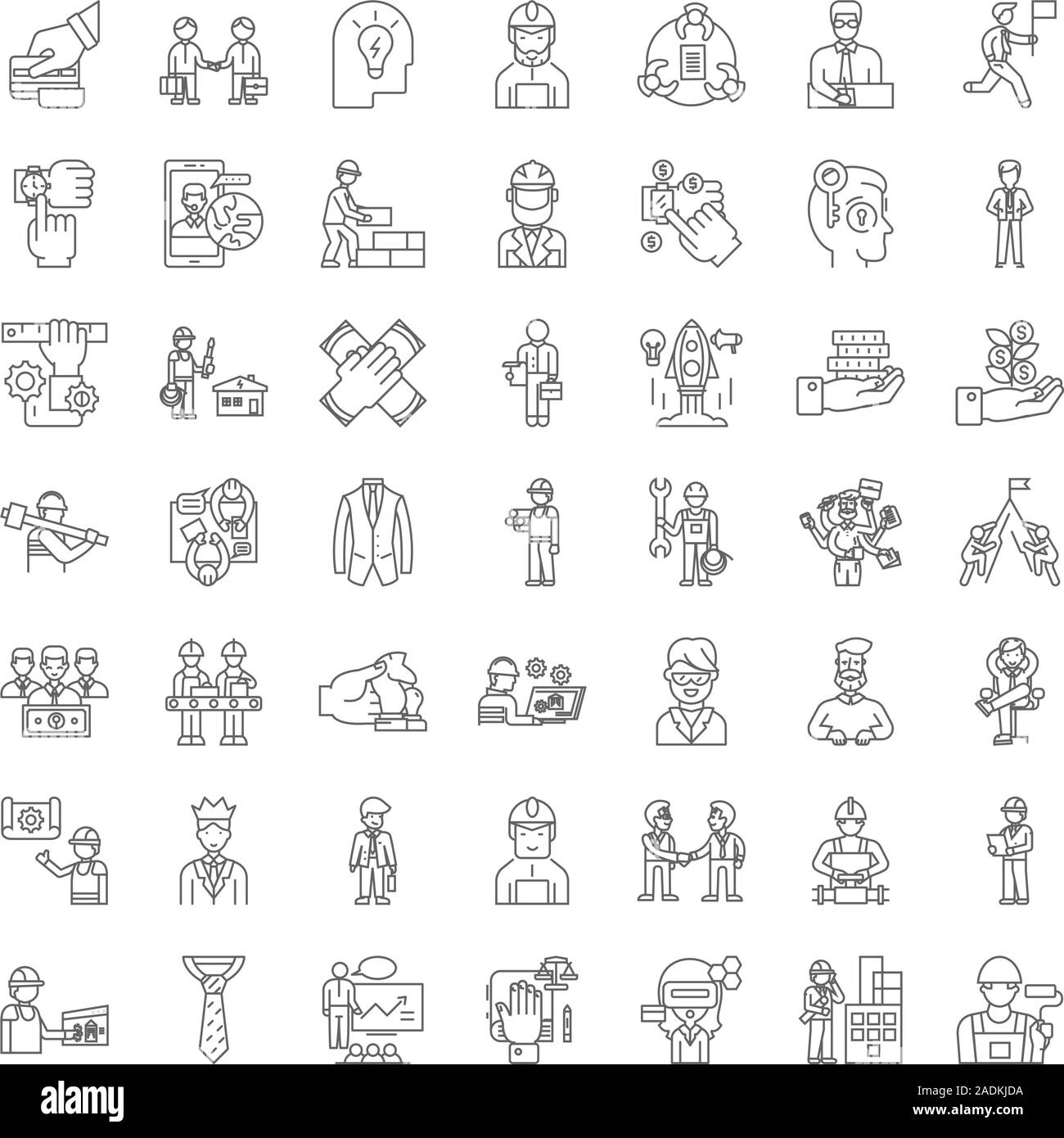 Male business line icons, signs, symbols vector, linear illustration ...