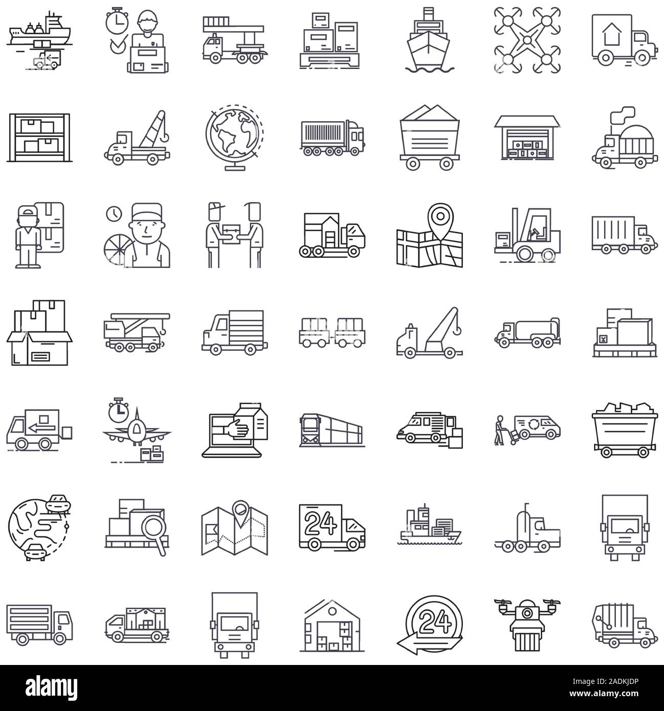 Logistics line icons, signs, symbols vector, linear illustration set ...