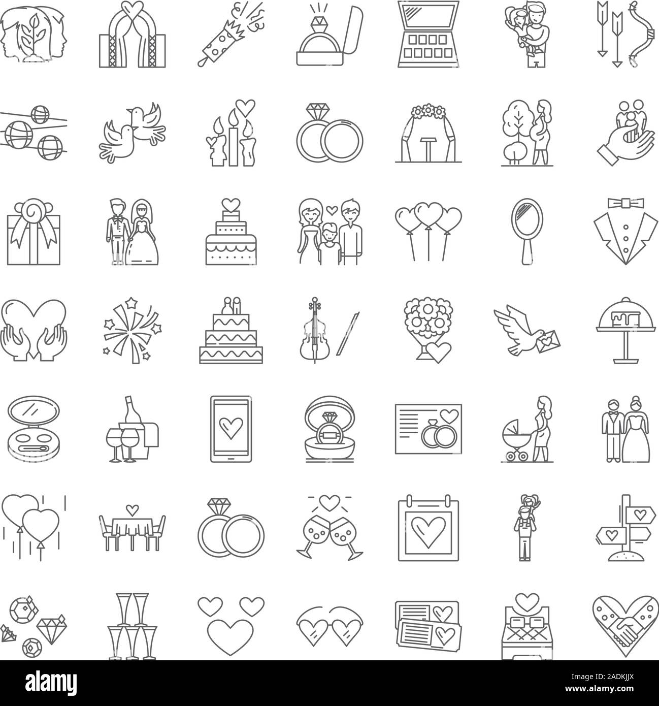 Marriage line icons, signs, symbols vector, linear illustration set ...