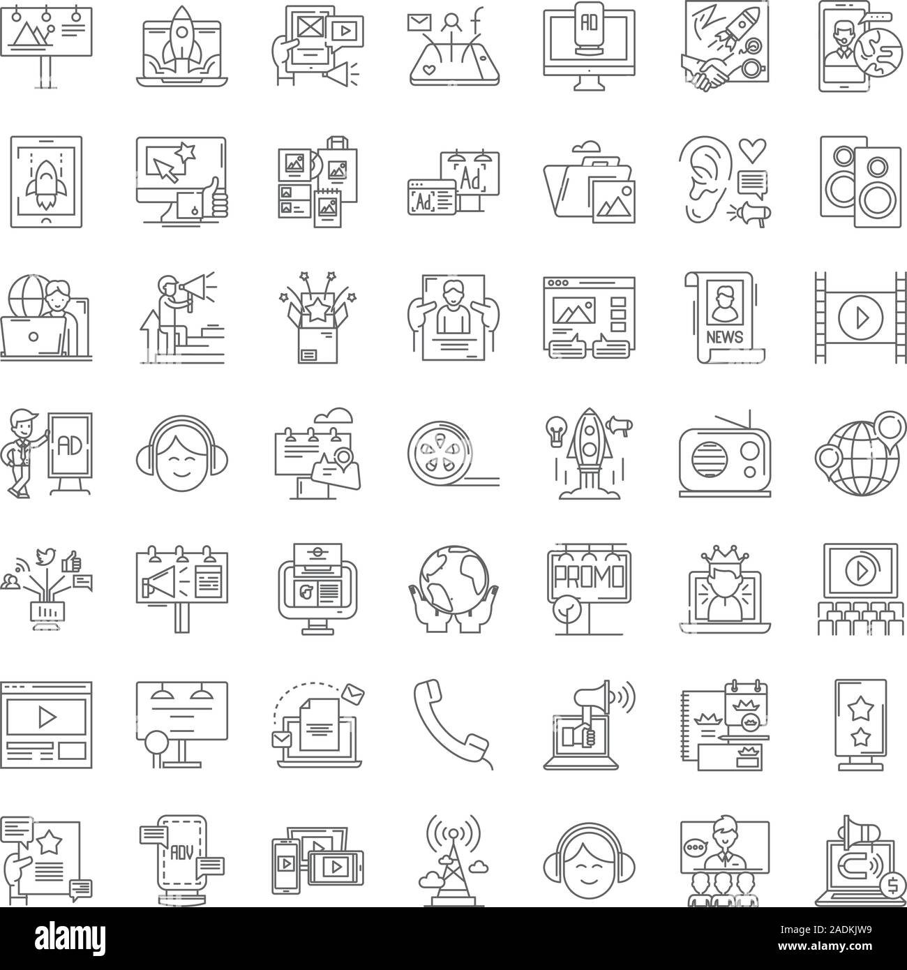 Public relations line icons, signs, symbols vector, linear illustration ...