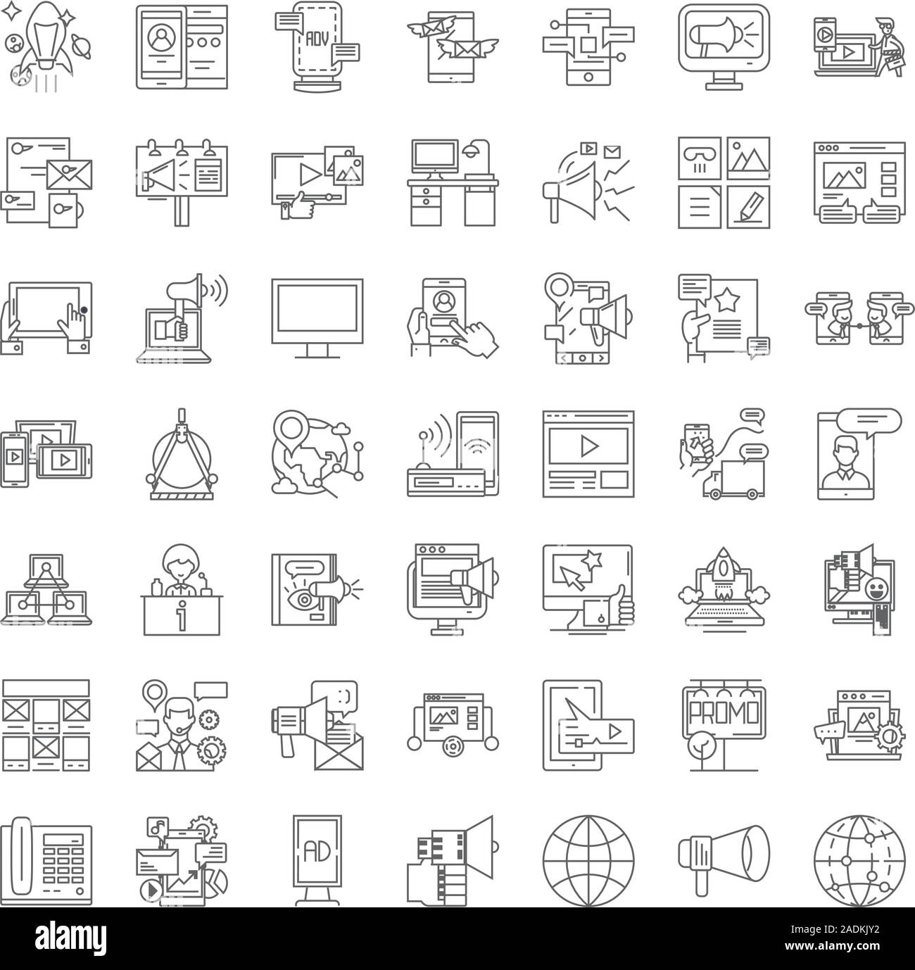 Media relations line icons, signs, symbols vector, linear illustration ...