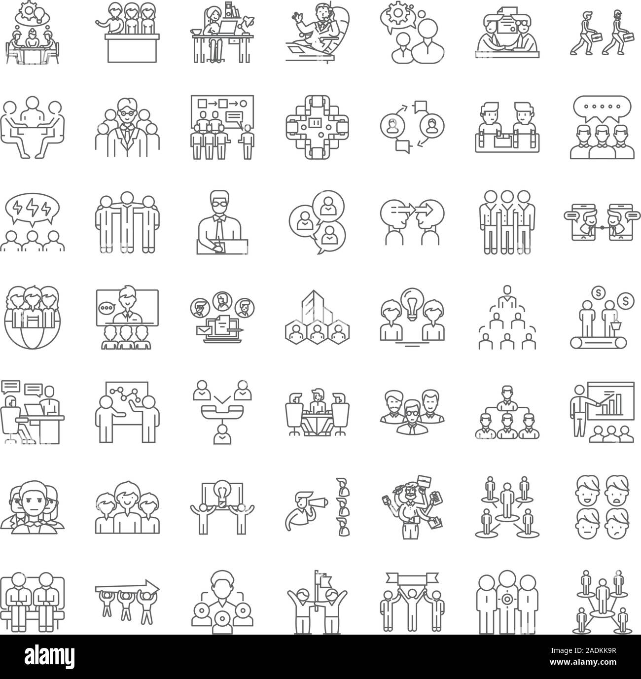 Meeting line icons, signs, symbols vector, linear illustration set ...