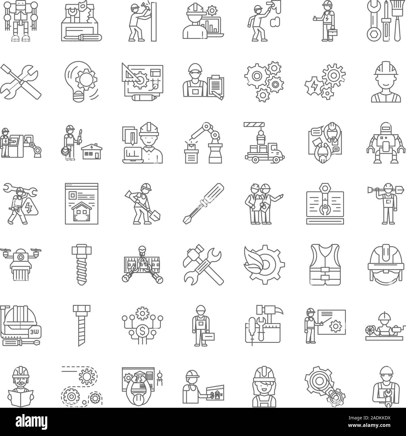 Mechanics engineering line icons, signs, symbols vector, linear ...