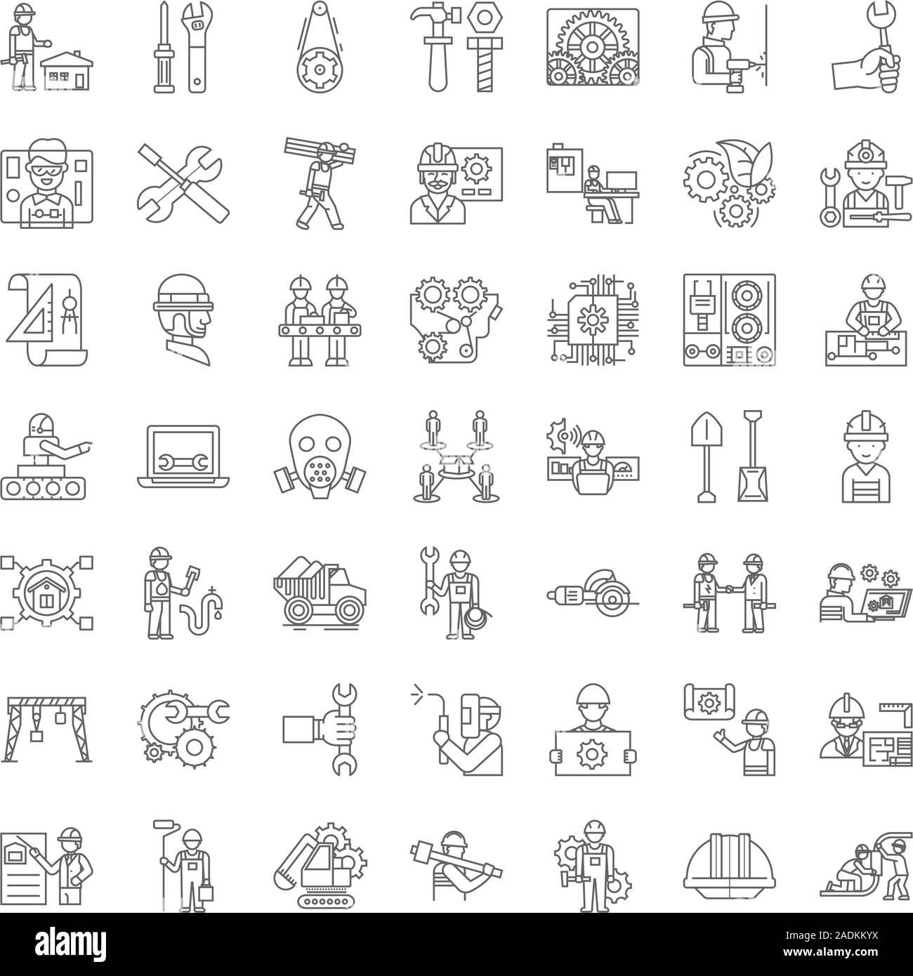 Mechanics line icons, signs, symbols vector, linear illustration set ...