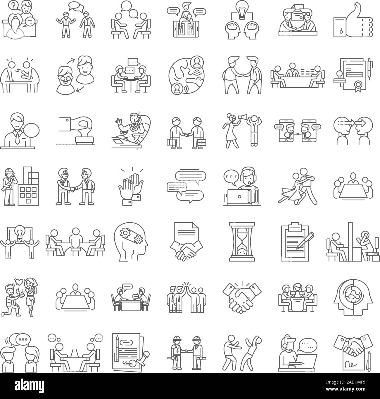 Negotation line icons, signs, symbols vector, linear illustration set ...