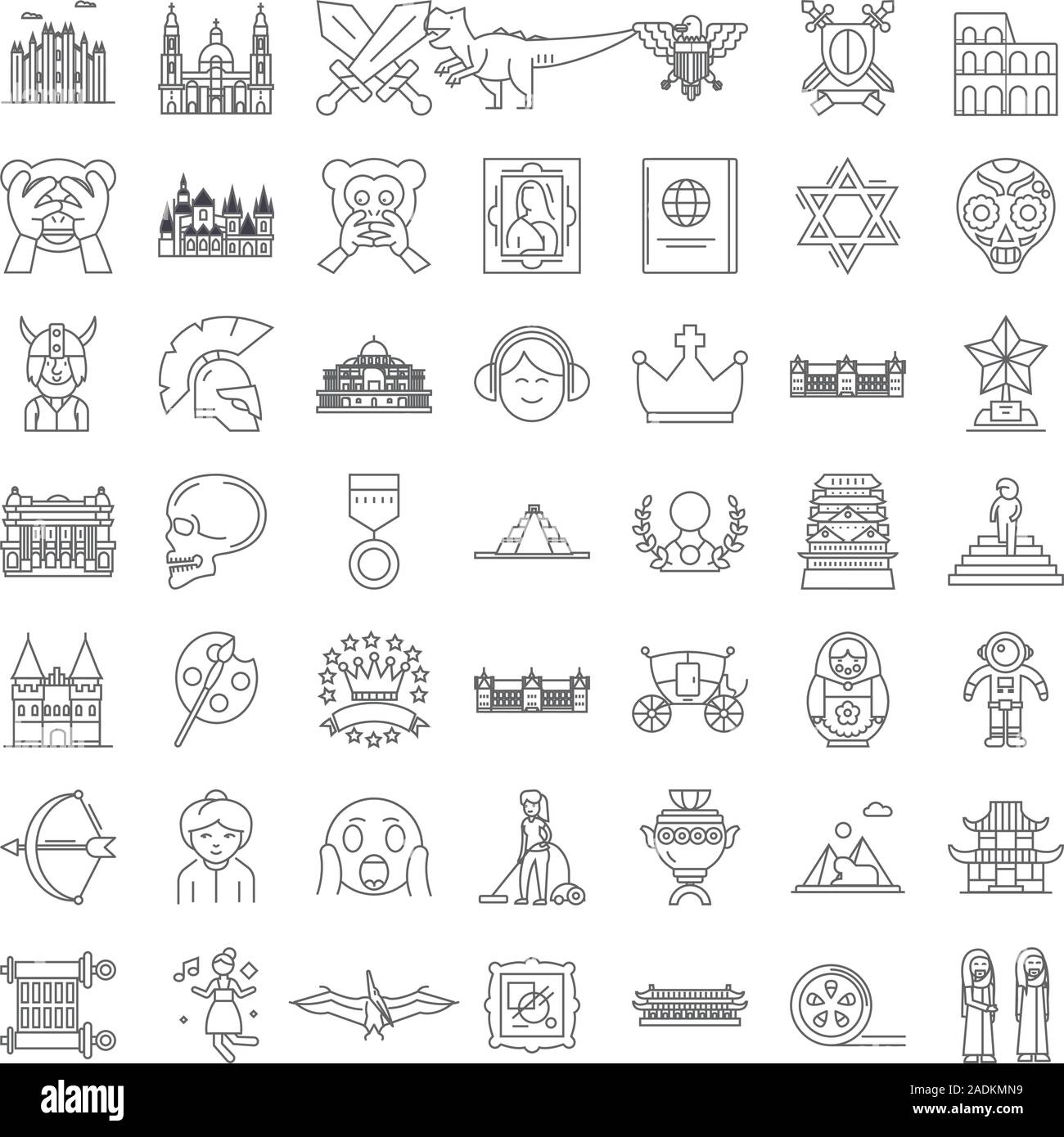Museum linear icons, signs, symbols vector line illustration set Stock ...
