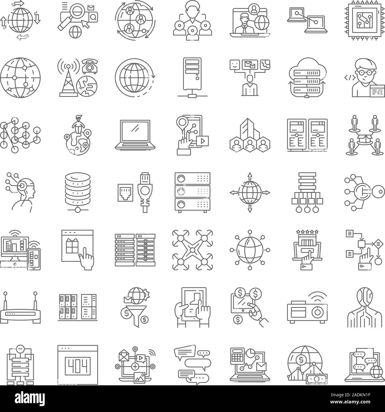 Networking linear icons, signs, symbols vector line illustration set ...
