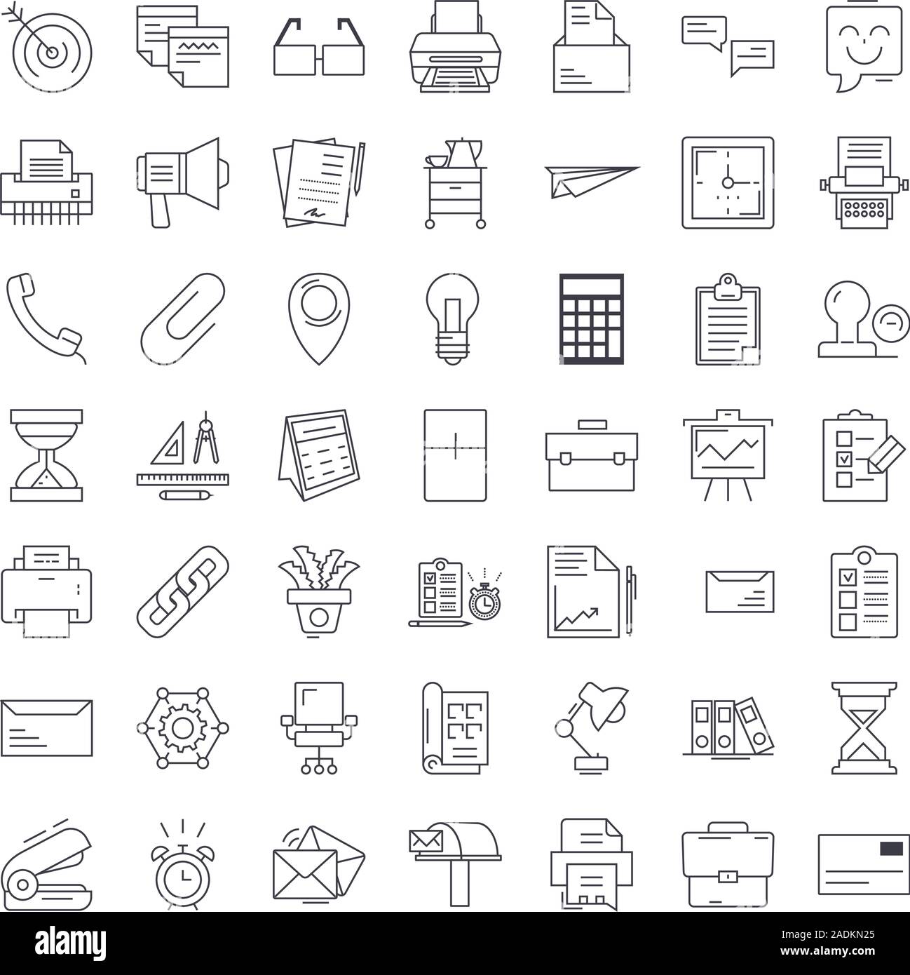 Office elements linear icons, signs, symbols vector line illustration ...