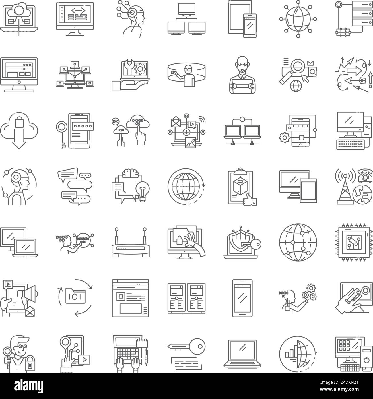 Network technologies linear icons, signs, symbols vector line ...