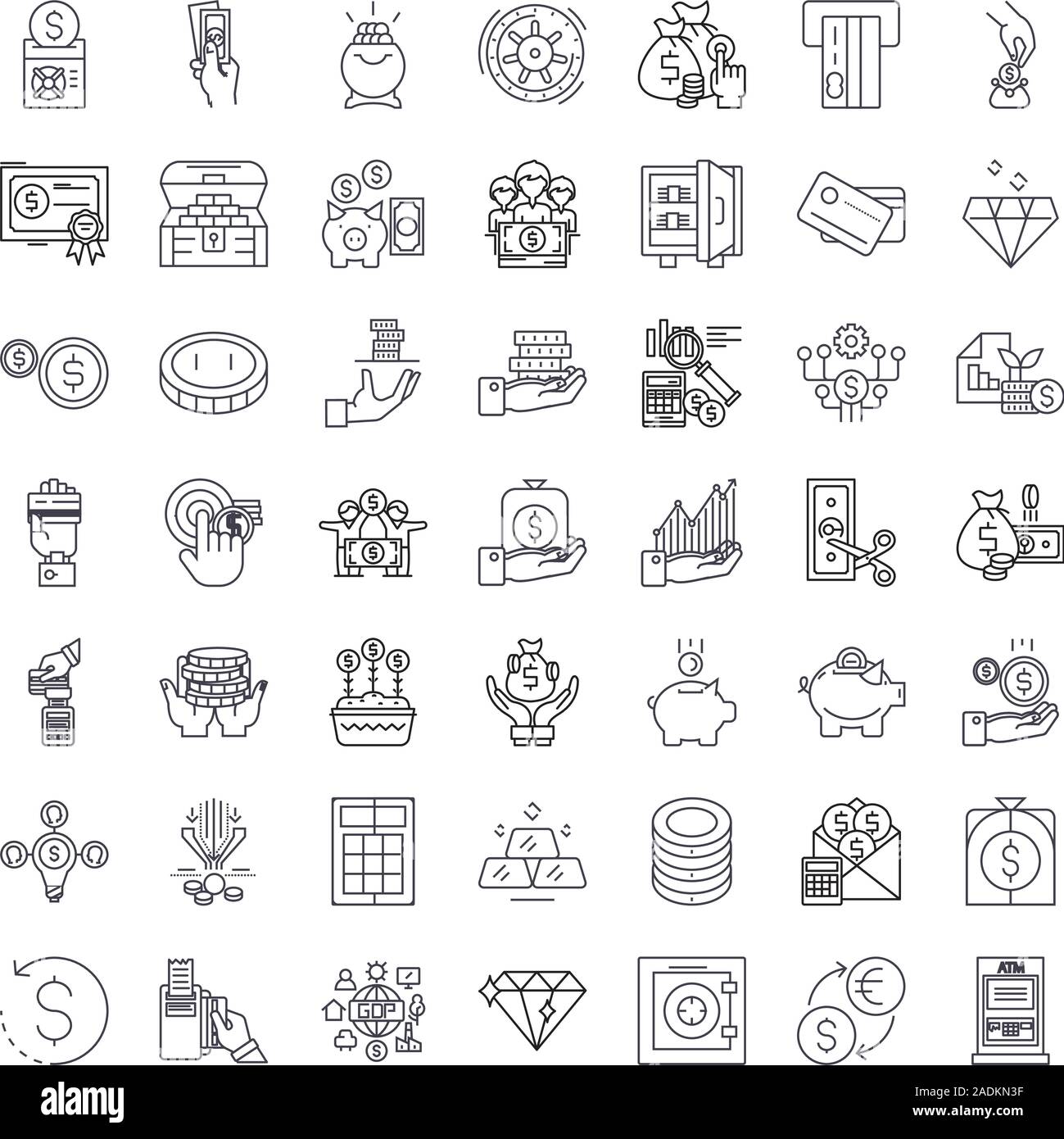 Spending money linear icons, signs, symbols vector line illustration ...