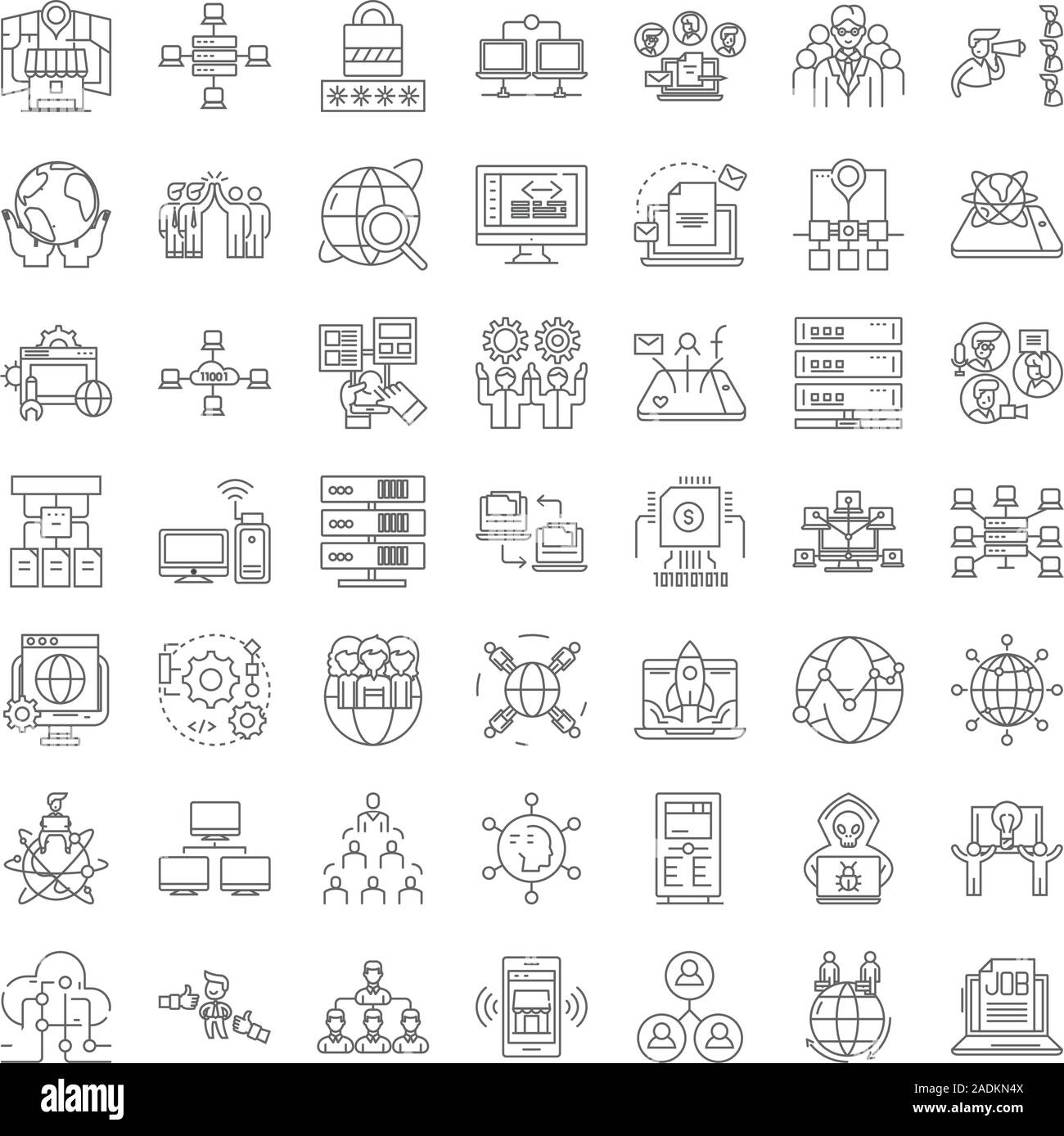 Networks linear icons, signs, symbols vector line illustration set ...