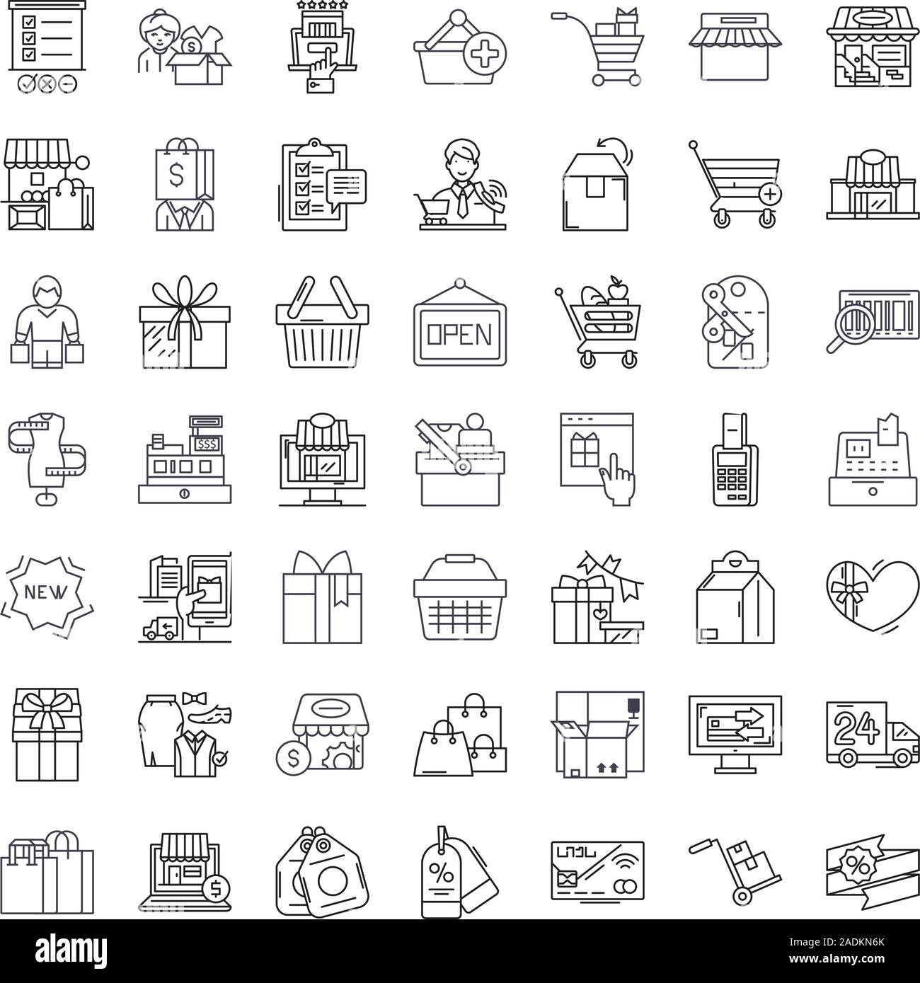 Web shopping linear icons, signs, symbols vector line illustration set ...
