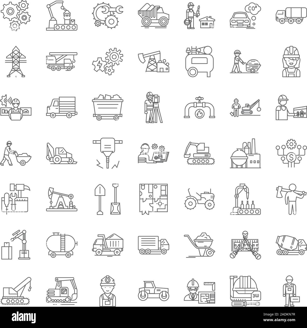 Mining linear icons, signs, symbols vector line illustration set Stock ...