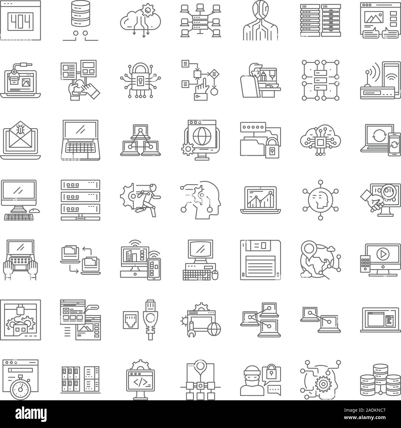 Network system linear icons, signs, symbols vector line illustration set Stock Vector Image ...