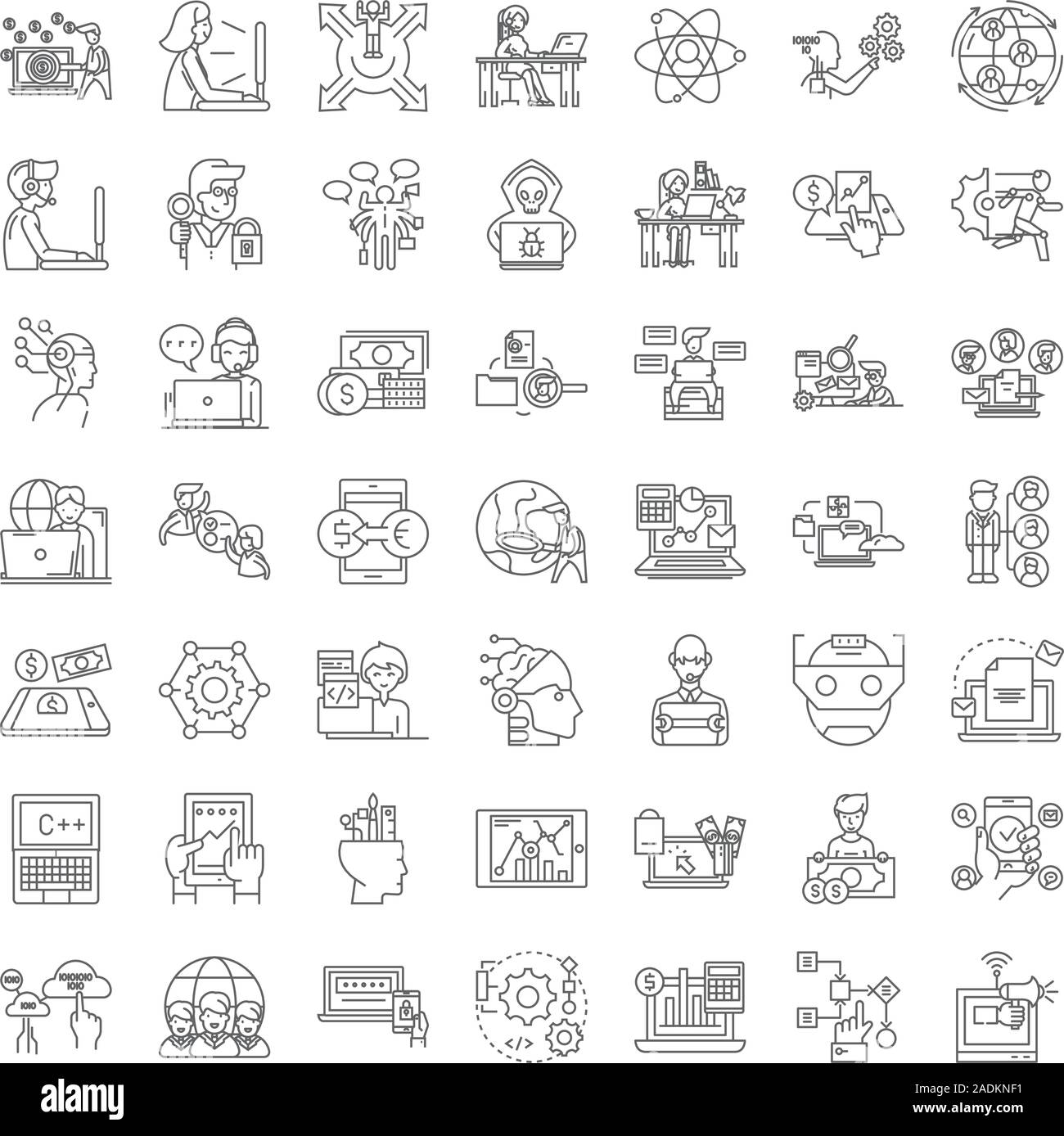 Networking proccess linear icons, signs, symbols vector line ...