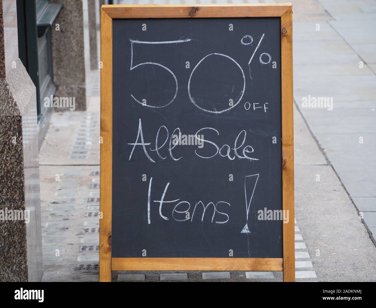 50 percent off all sale items sign Stock Photo - Alamy