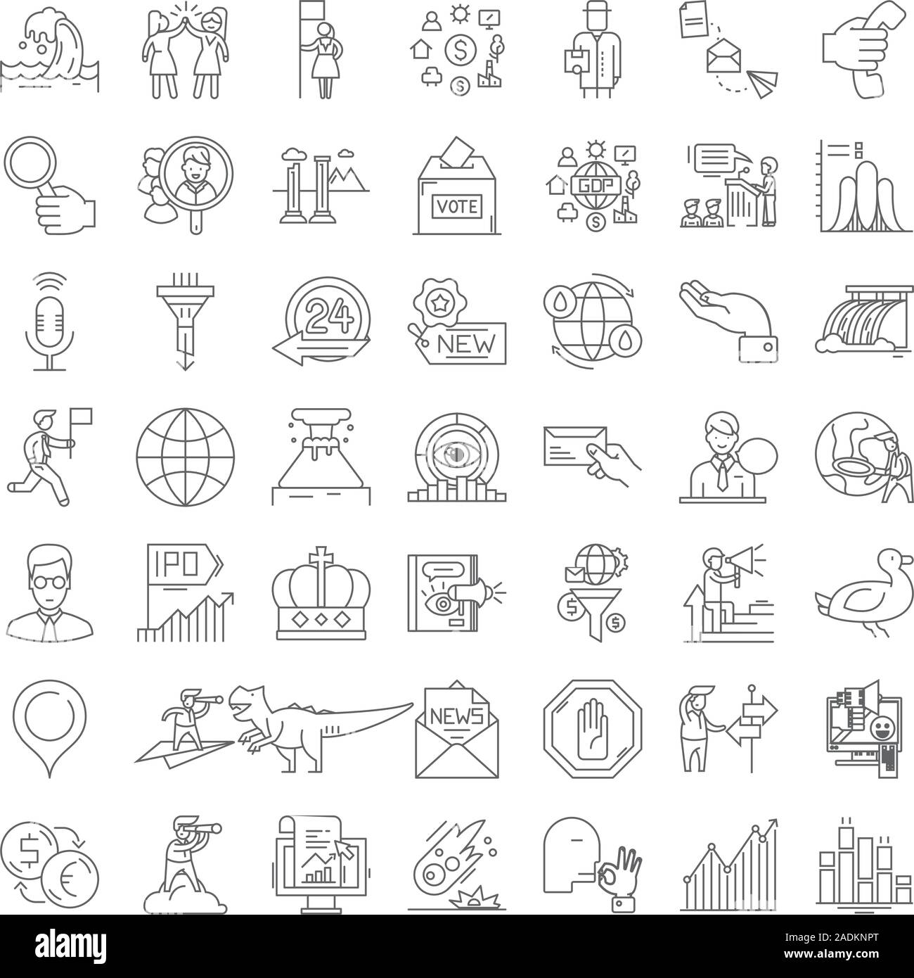 News and media linear icons, signs, symbols vector line illustration set Stock Vector Image ...