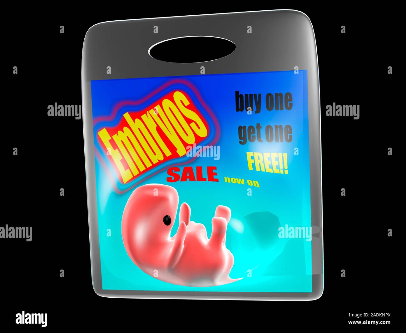 Human embryo for sale, conceptual computer artwork. Human embryos are ...