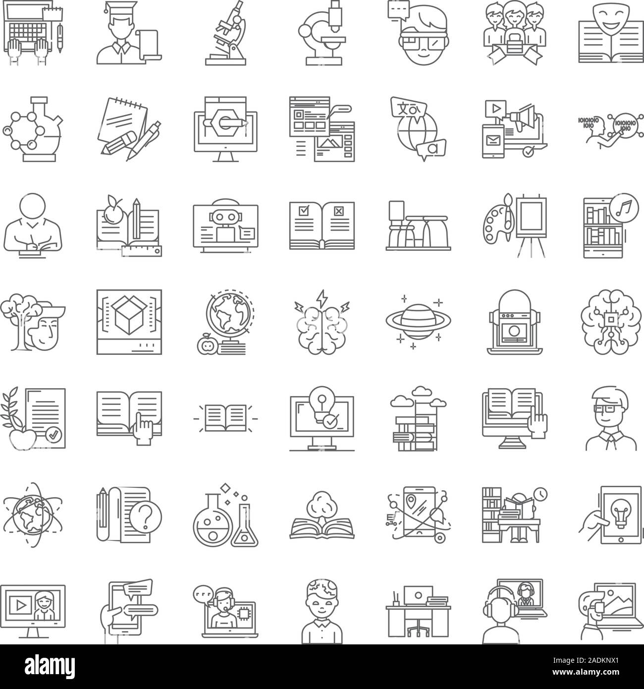 Digital education linear icons, signs, symbols vector line illustration ...