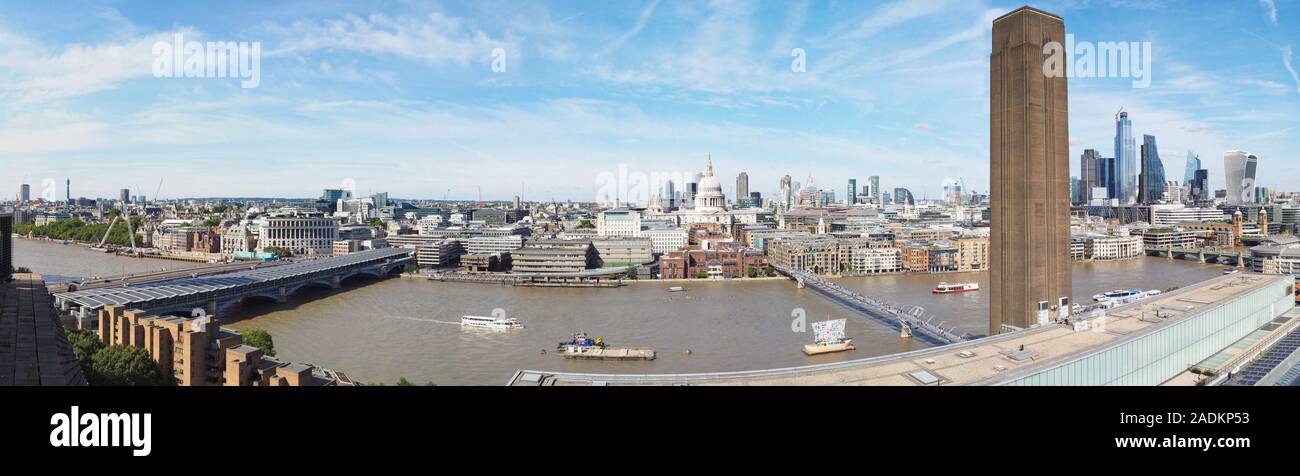 LONDON - CIRCA SEPTEMBER 2019: Wide panoramic view of London skyline ...