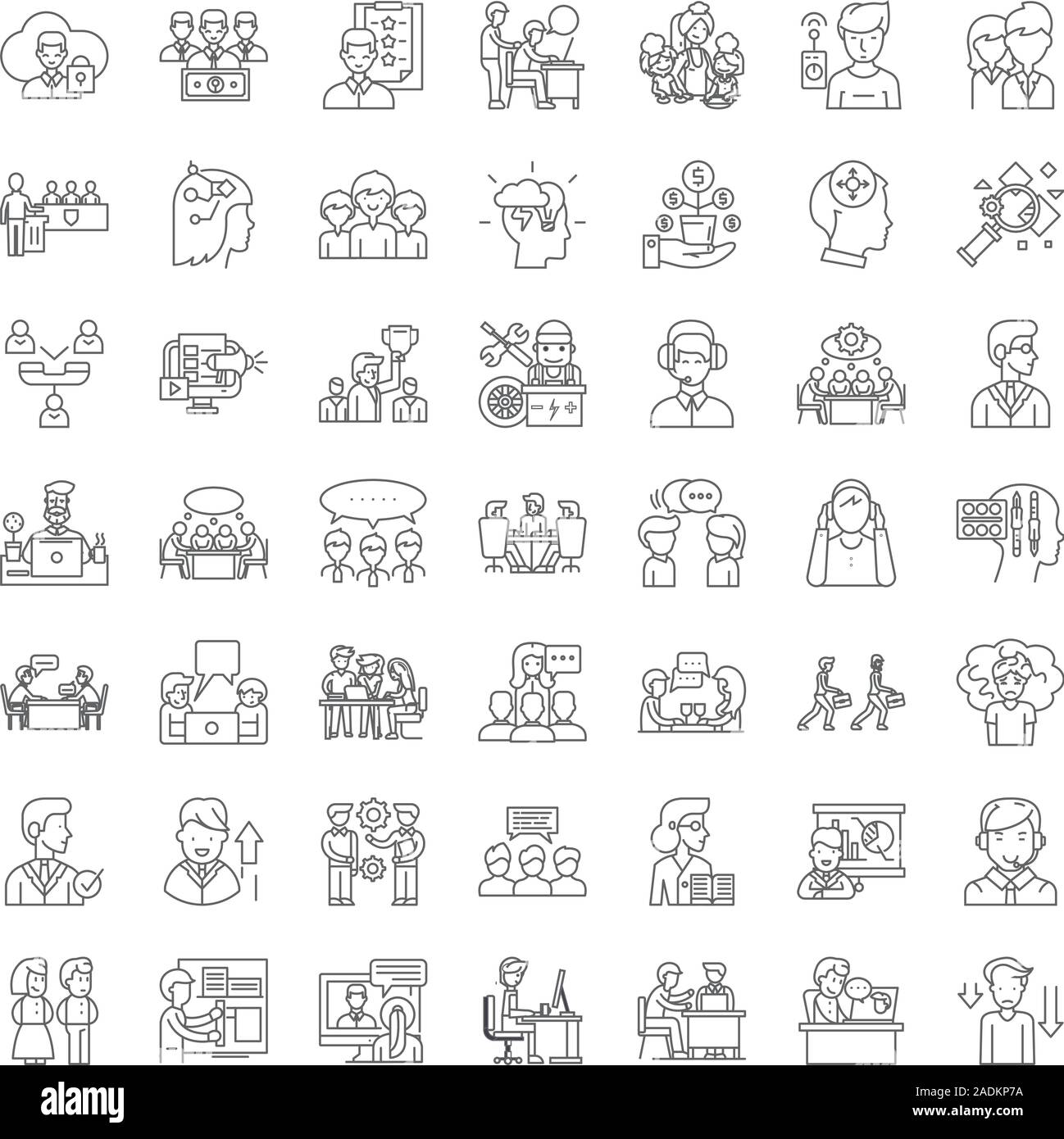 Mindset linear icons, signs, symbols vector line illustration set Stock ...