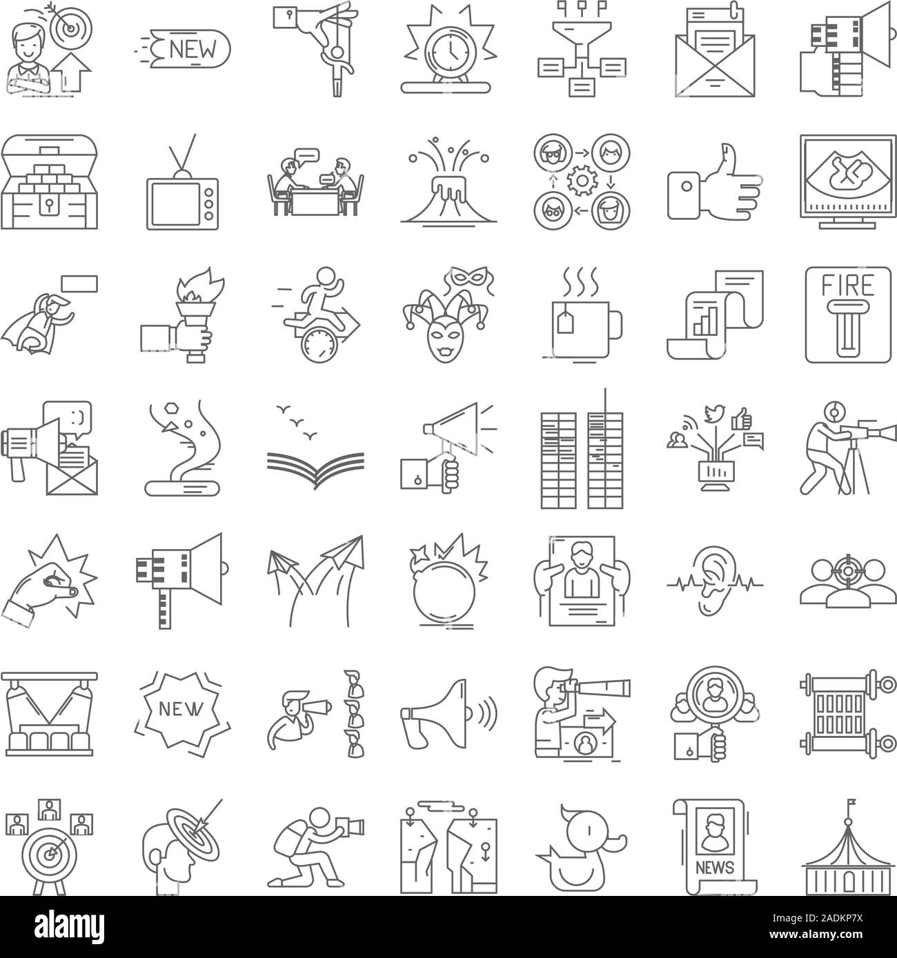 News linear icons, signs, symbols vector line illustration set Stock Vector Image & Art - Alamy