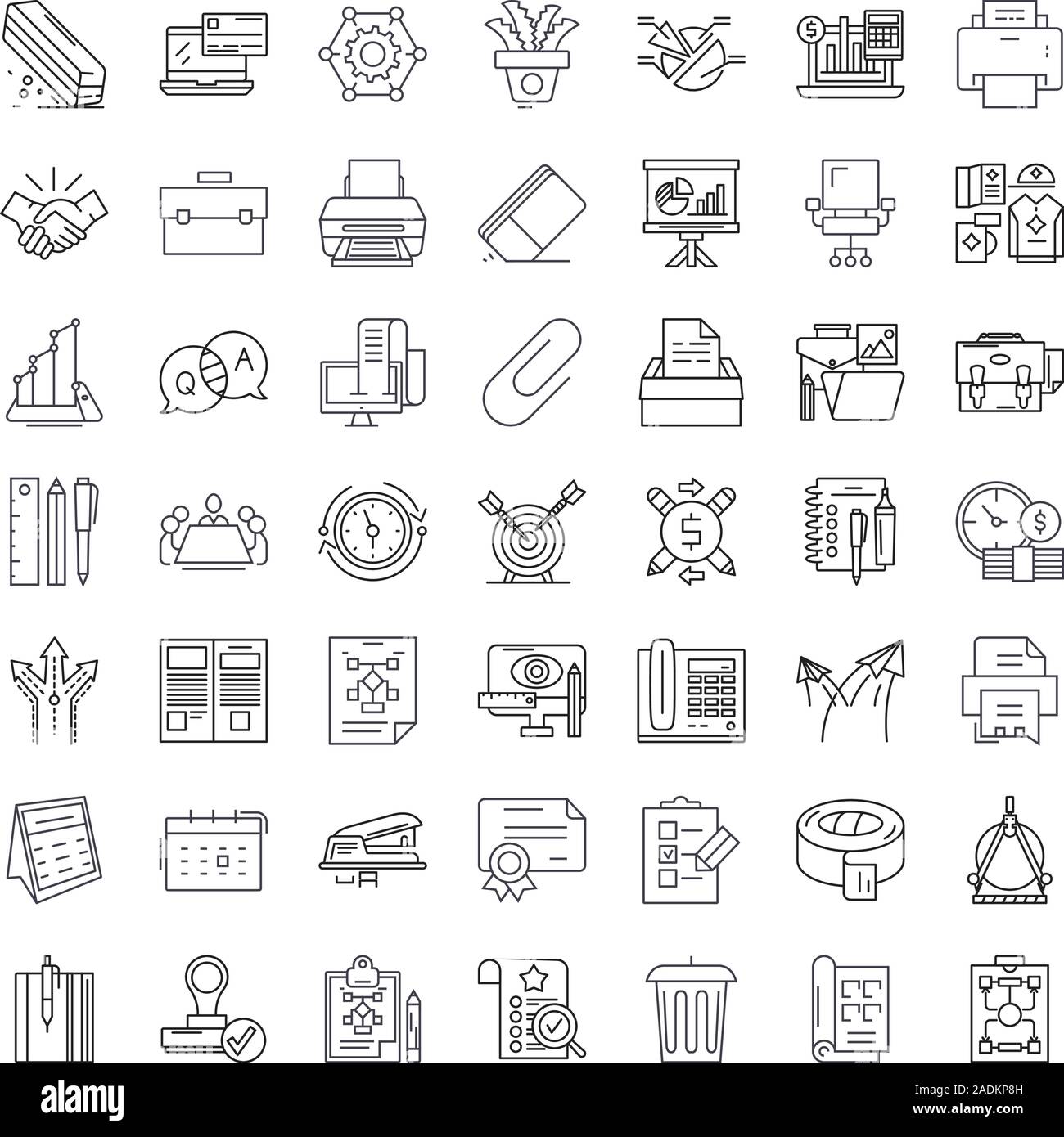 Office work linear icons, signs, symbols vector line illustration set Stock Vector Image & Art ...
