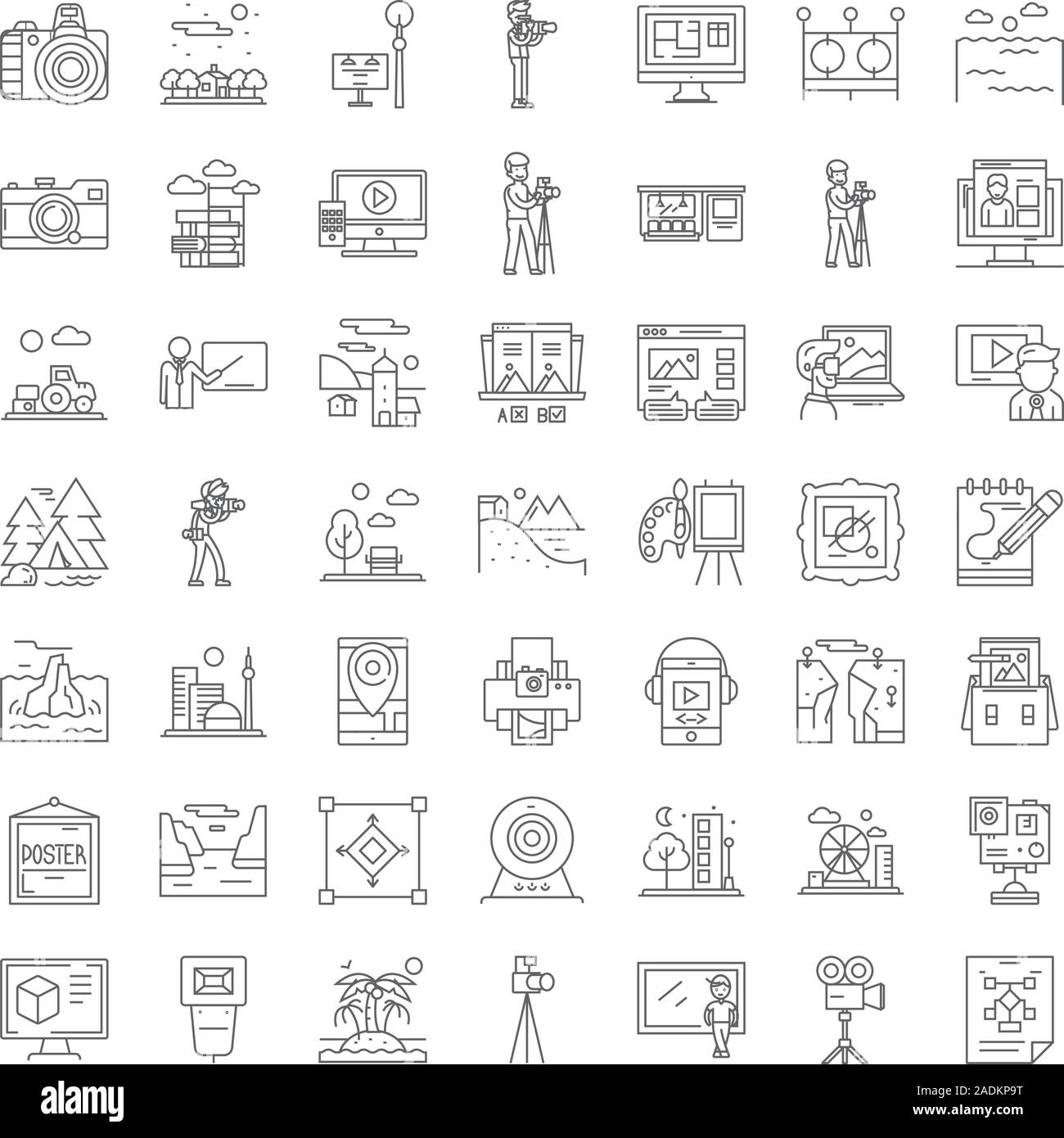 Photo linear icons, signs, symbols vector line illustration set Stock ...