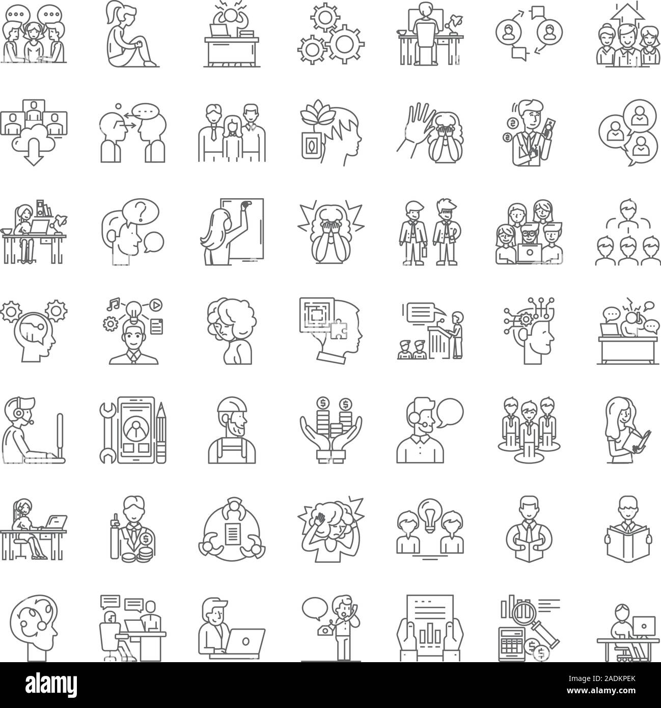 Human mindset linear icons, signs, symbols vector line illustration set ...