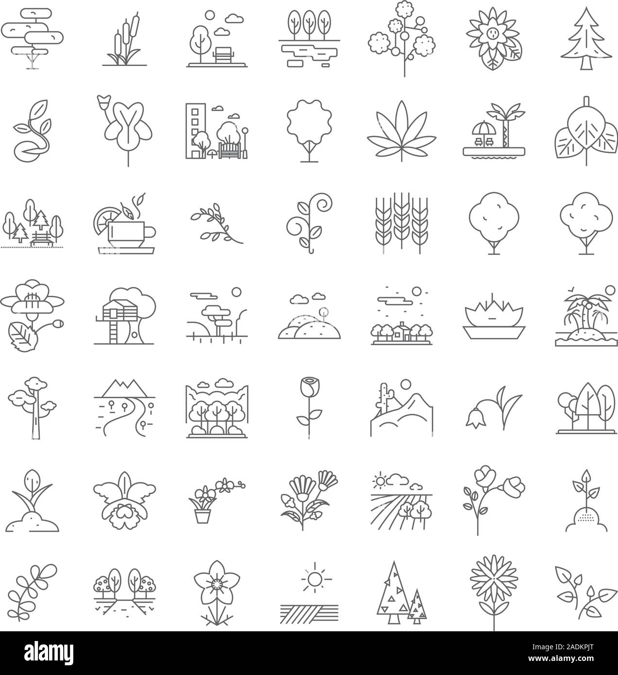 Plants and garden linear icons, signs, symbols vector line illustration ...