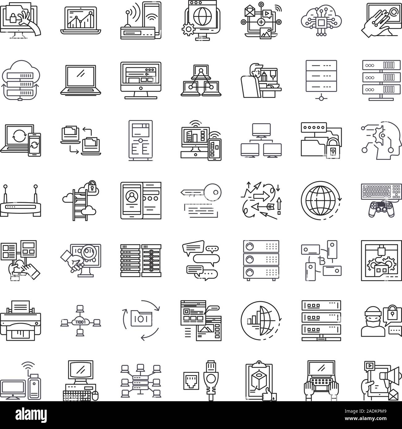 Network linear icons, signs, symbols vector line illustration set Stock ...