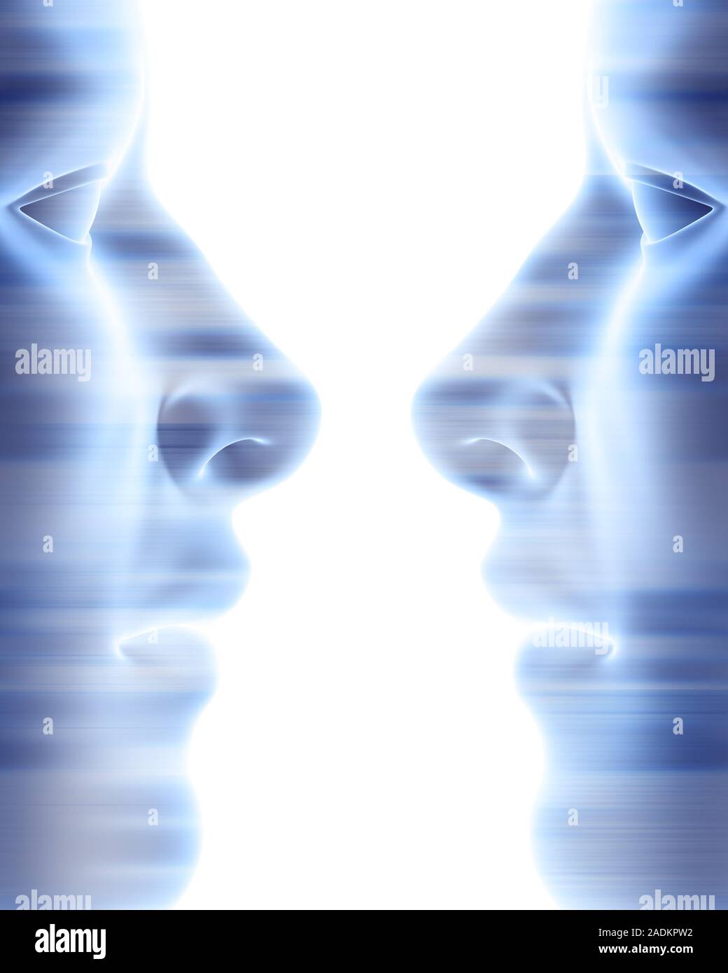 Faces. Computer artwork of two faces in profile Stock Photo - Alamy