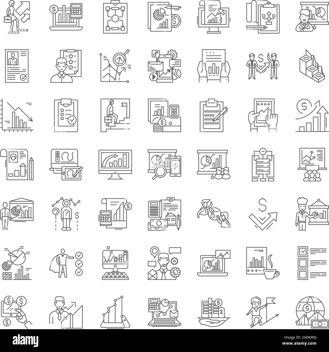 Planning linear icons, signs, symbols vector line illustration set ...